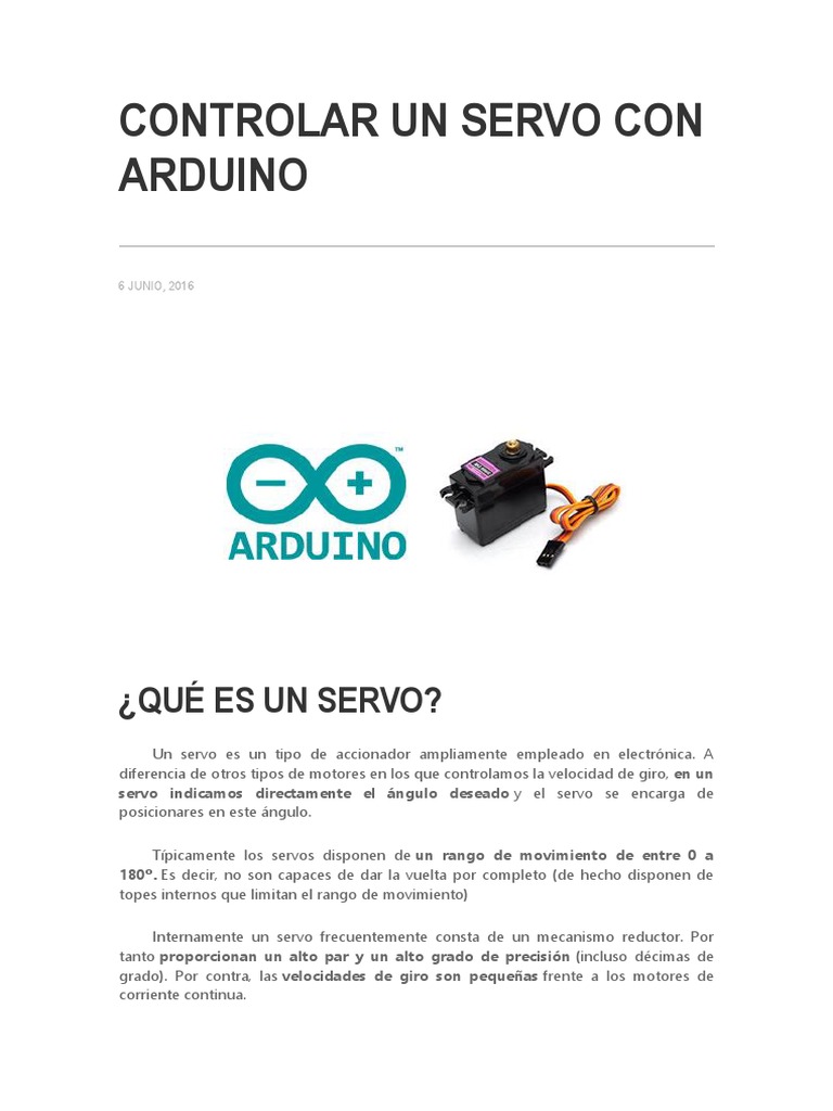 Tutorial Uso de Servomotor Con Arduino | PDF | Arduino | Robot