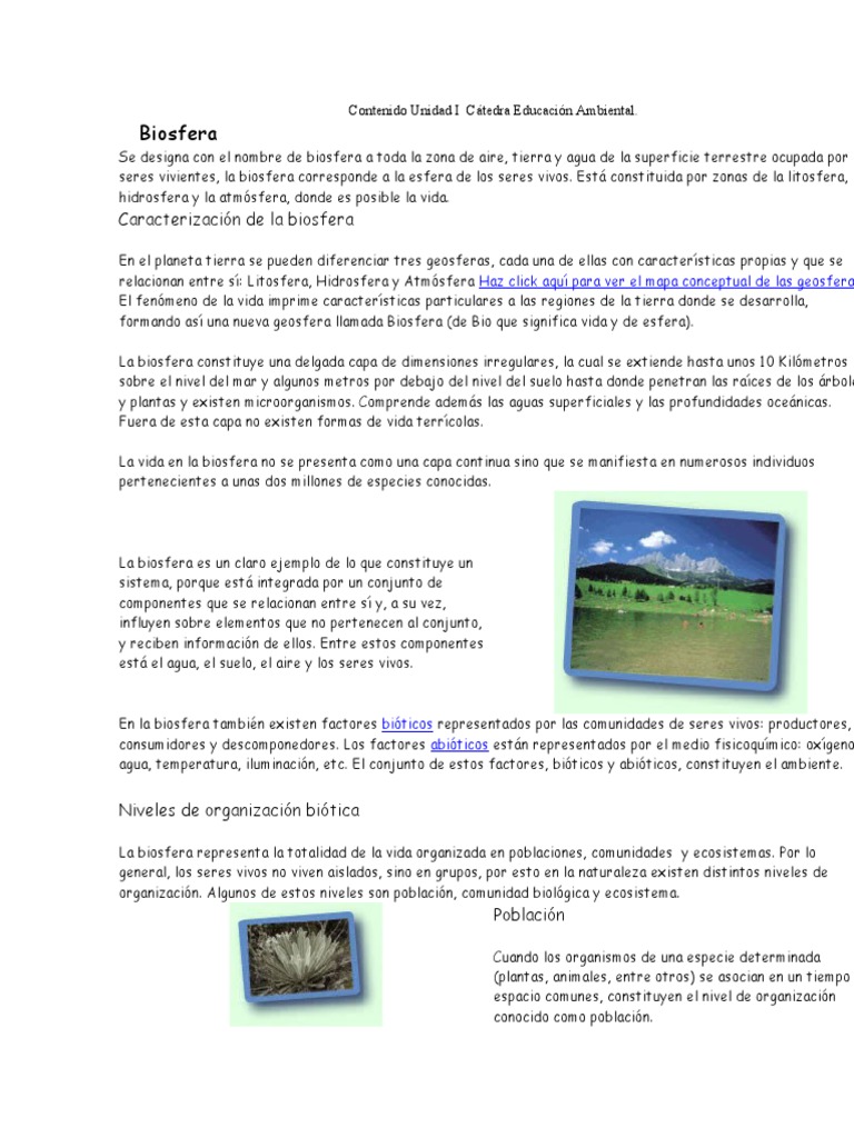 Características y niveles de la biosfera | PDF | Ecosistema | Habitat