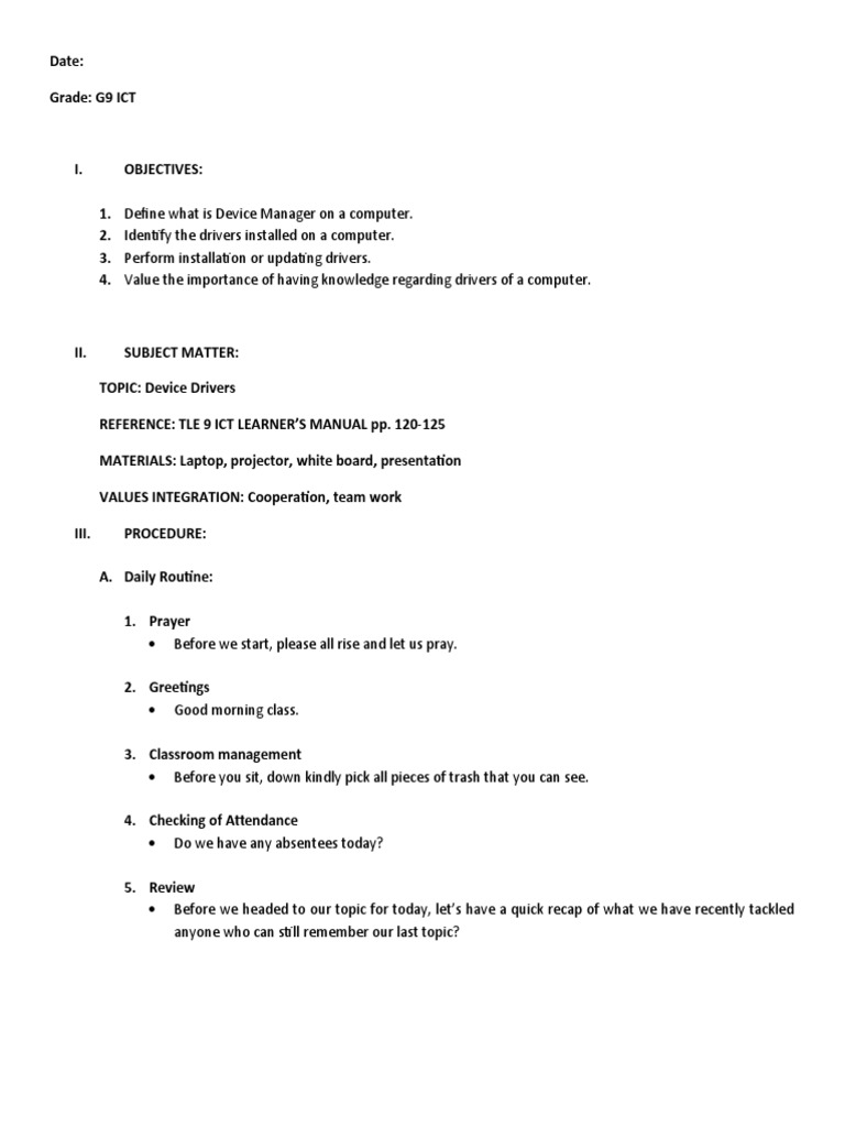 Computer Driver - Lesson Plan | Download Free PDF | Device Driver ...