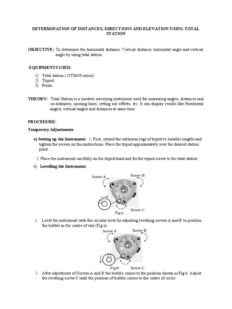 Determination of Horizontal and Vertical Distance, Horizontal Angle and ...