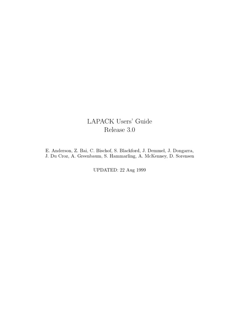 Lapack Users Guide Pdf Pdf Eigenvalues And Eigenvectors Numerical Analysis