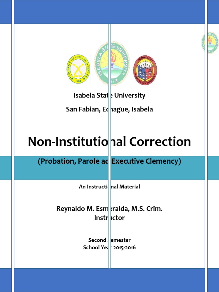 Non-Institutional Correction Overview | PDF | Probation | Pardon
