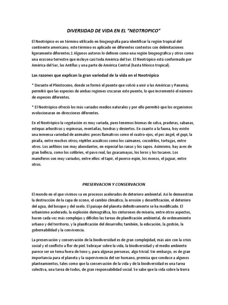 Diversidad de Vida en El Neotropico | PDF | Biodiversidad | Deforestación