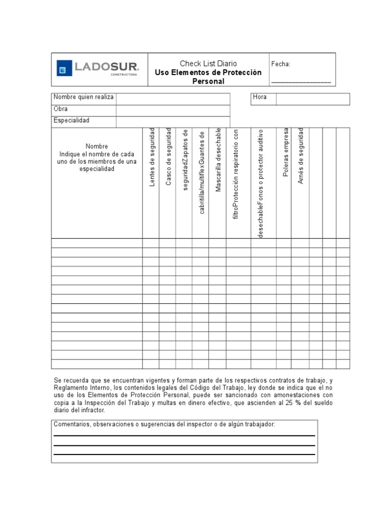 Check List Uso EPP | PDF | Gobierno | Justicia