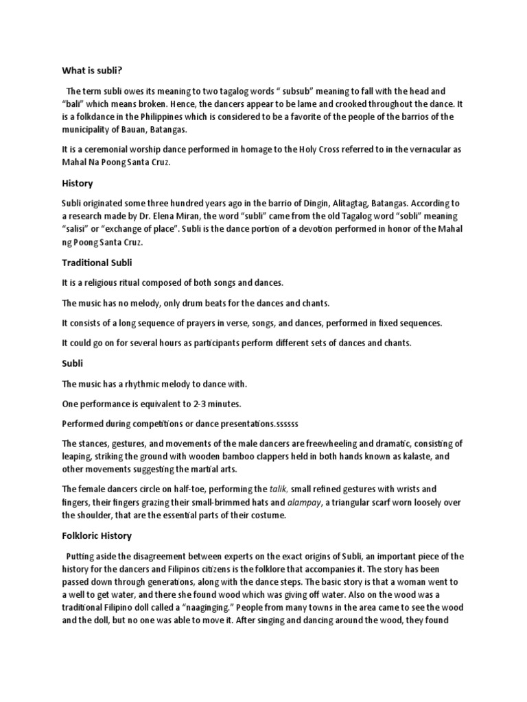 Subli Dance History