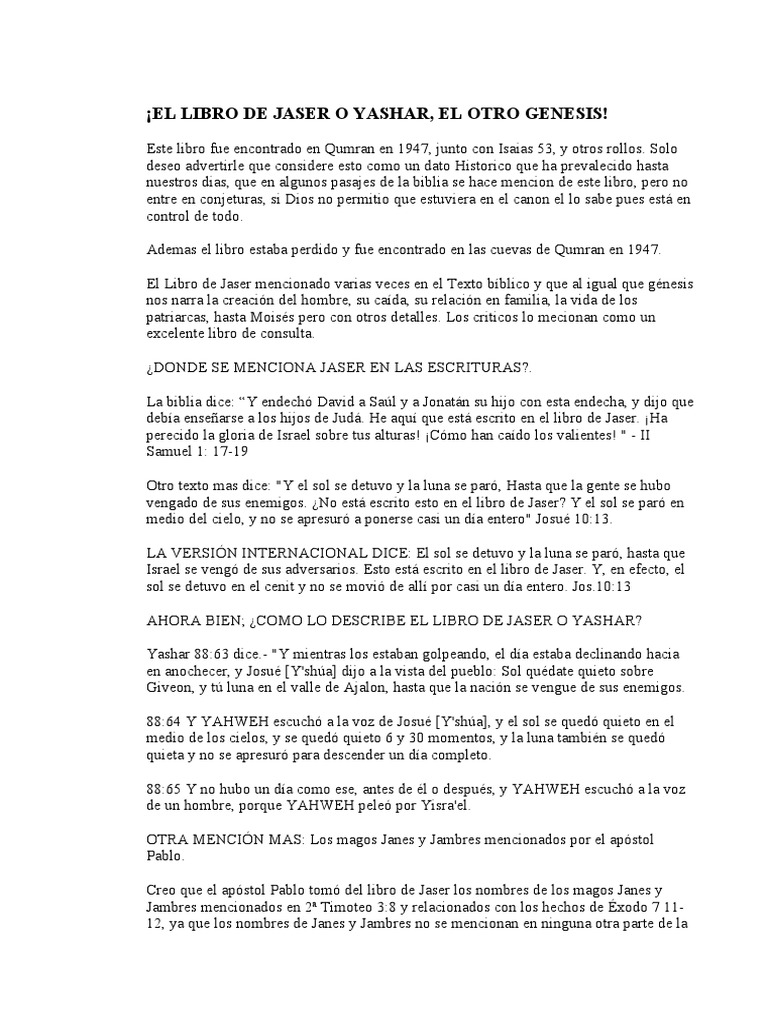 El Libro de Jaser o Yashar | PDF | Joshua | Biblia