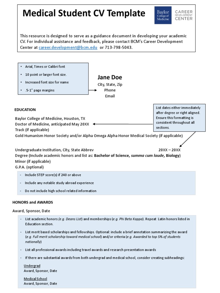 Medical Student CV Development Guide | PDF | Medical School | Volunteering