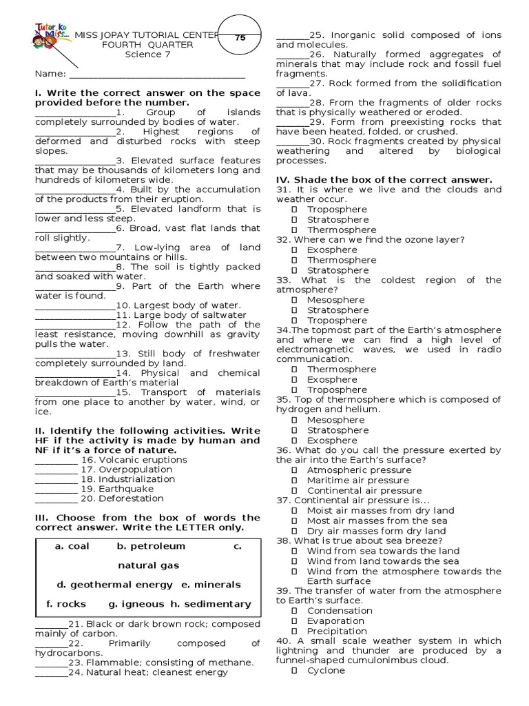 Science 7 4th Quarter | PDF | Atmosphere Of Earth | Earth
