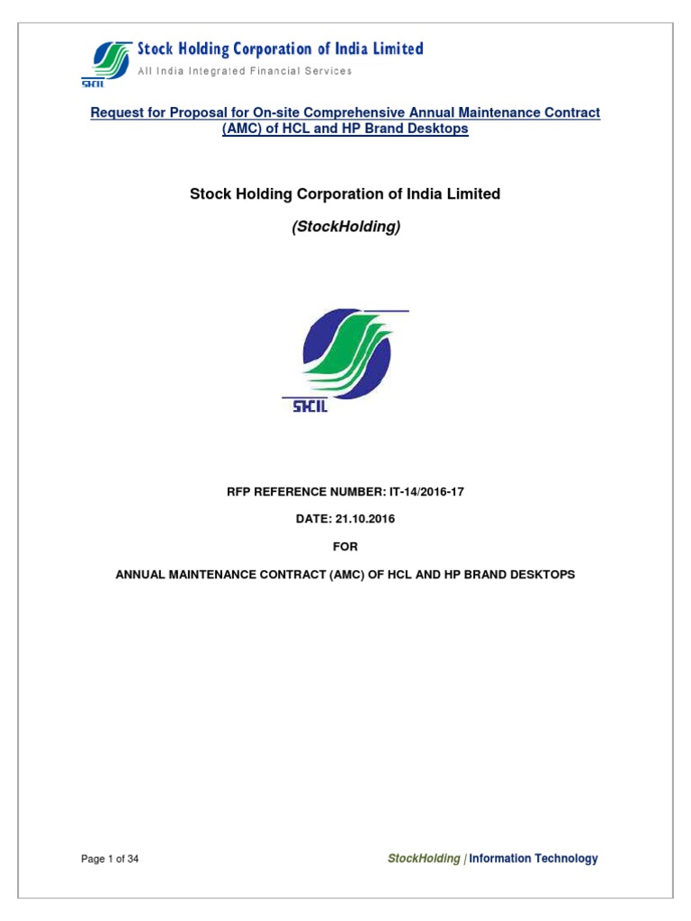 14-RFP For AMC of HCL and HP Desktops | PDF | Request For Proposal | Bios