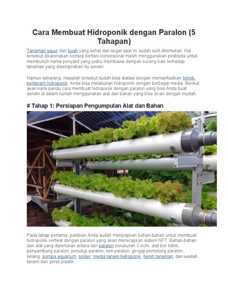 Cara Membuat Hidroponik Dengan Paralon | PDF