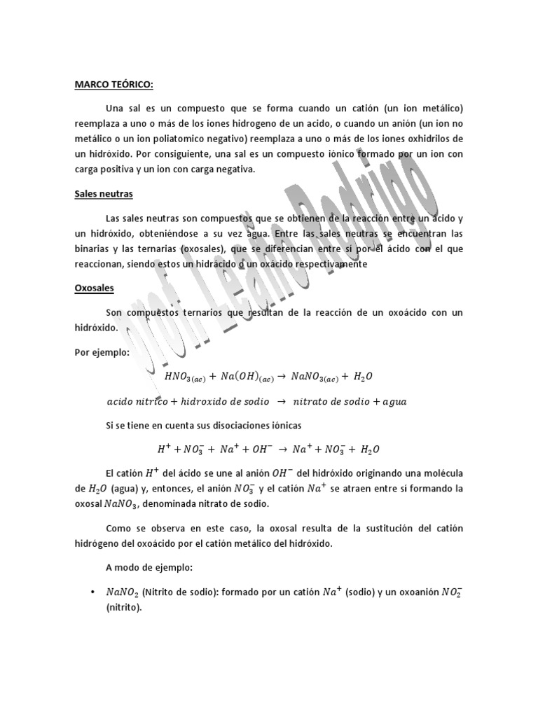 Sales Neutras | PDF | Sal (química) | Ion
