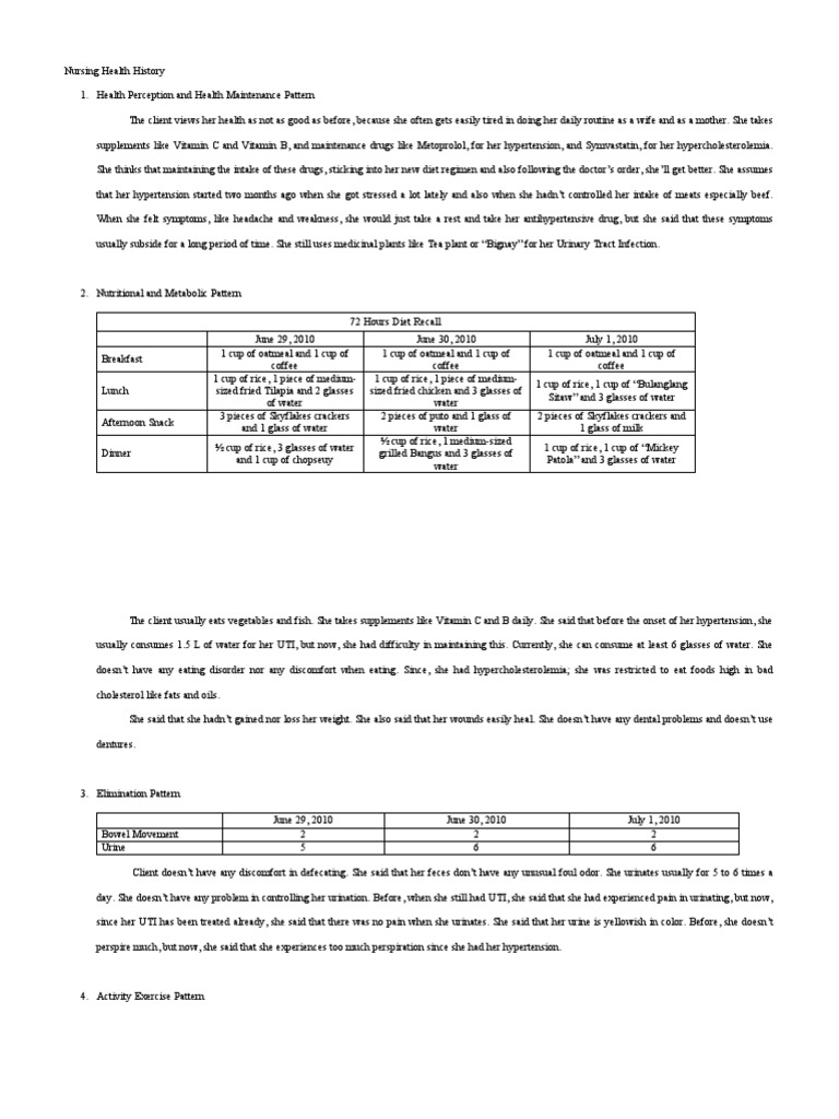 Nursing Health History Pdf Sleep Hypertension