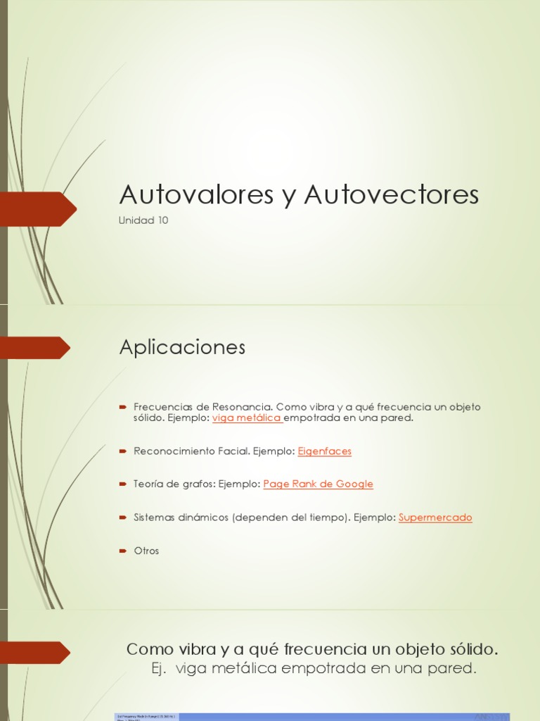 Autovalores y Autovectores PDF | PDF | Valores propios y vectores ...