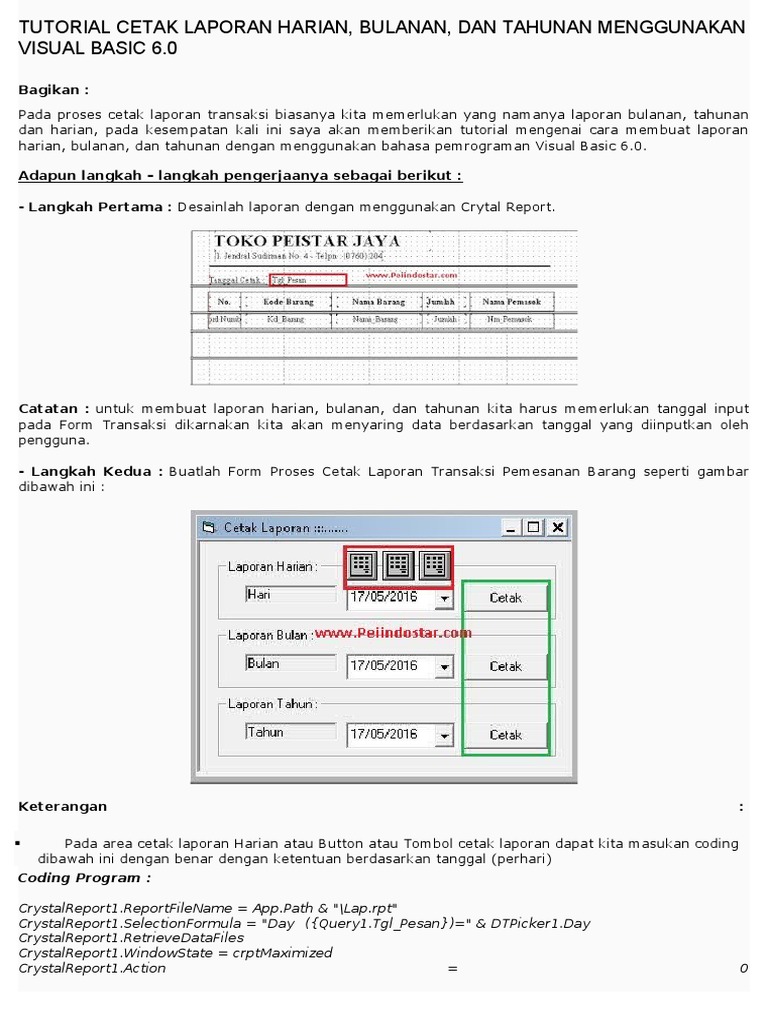 Tutorial Cetak Laporan Harian | PDF