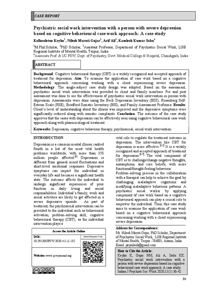 Psychiatric Social Work Intervention With A Person With Severe ...