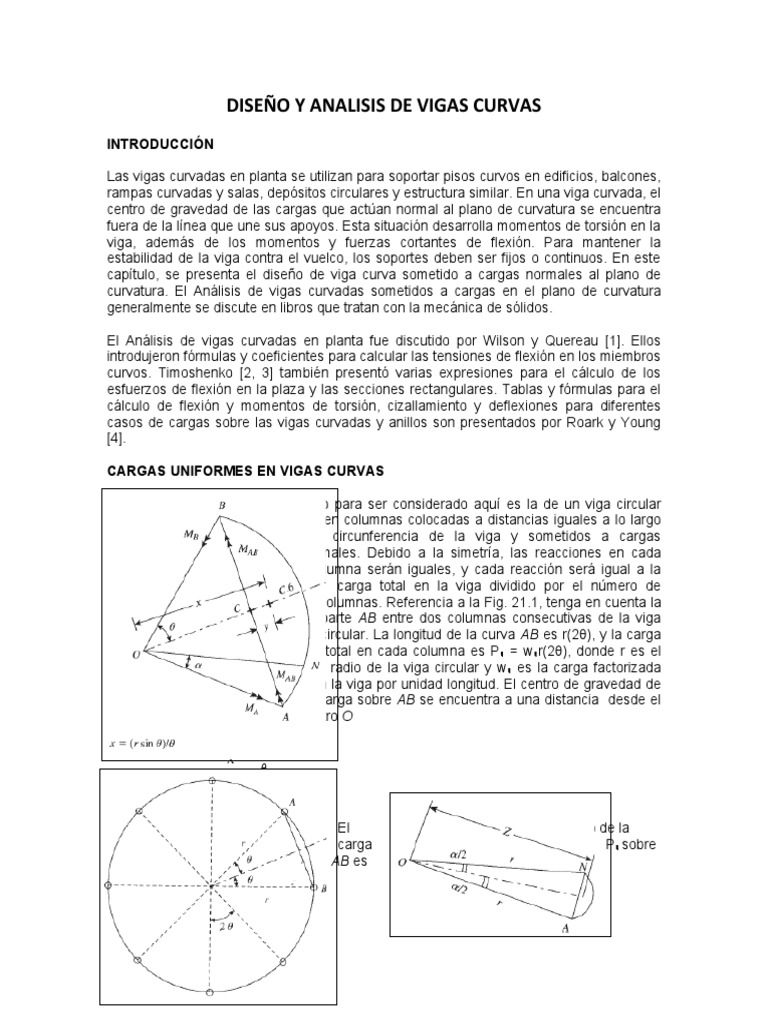 Diseño de Vigas Curvas de Concreto | PDF | Esfuerzo cortante | Doblar