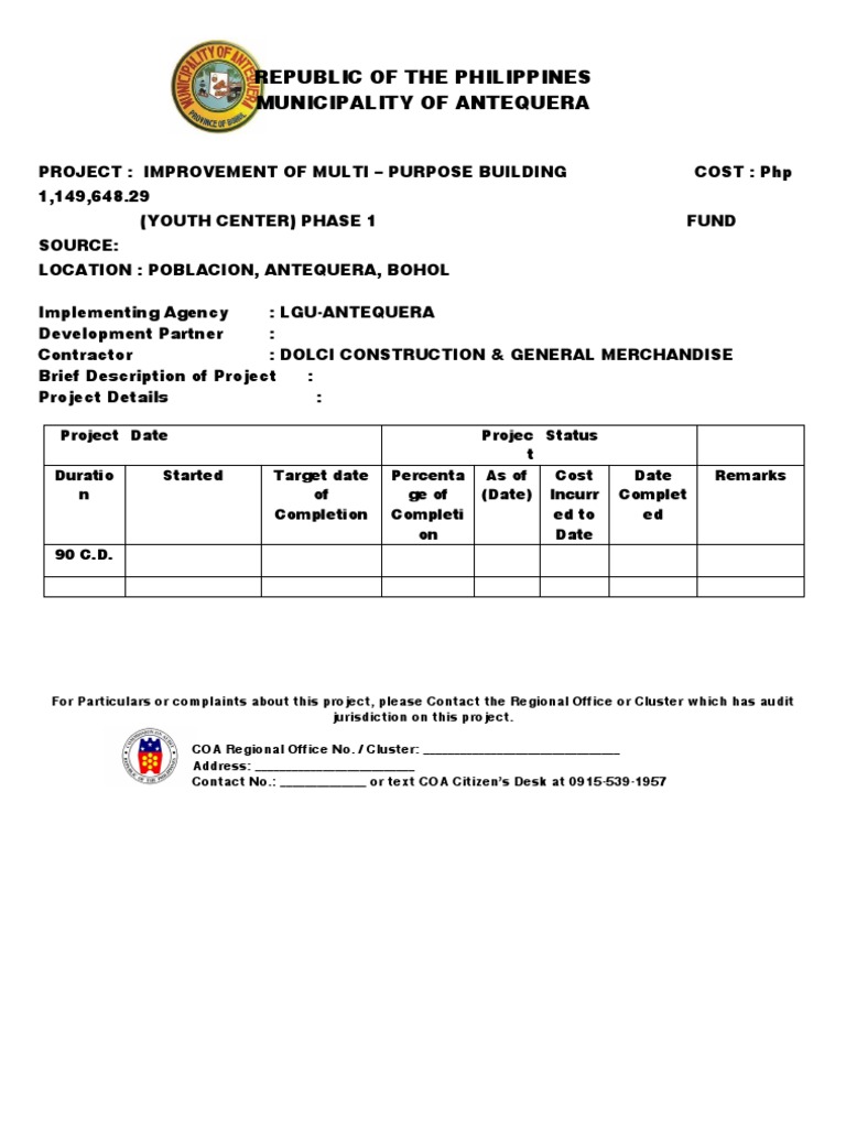 COA Billboard - YOUTH CENTER 8 X 8docx | PDF