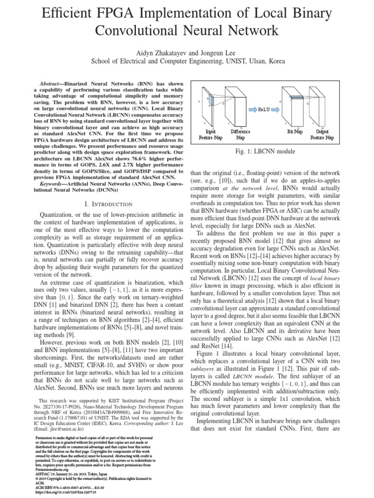 Efficient Fpga Implementation Of Local Binary Cnn Pdf Field Programmable Gate Array