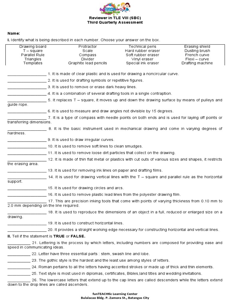 3rd QA in TLE 8 | PDF | Drawing | Art Media