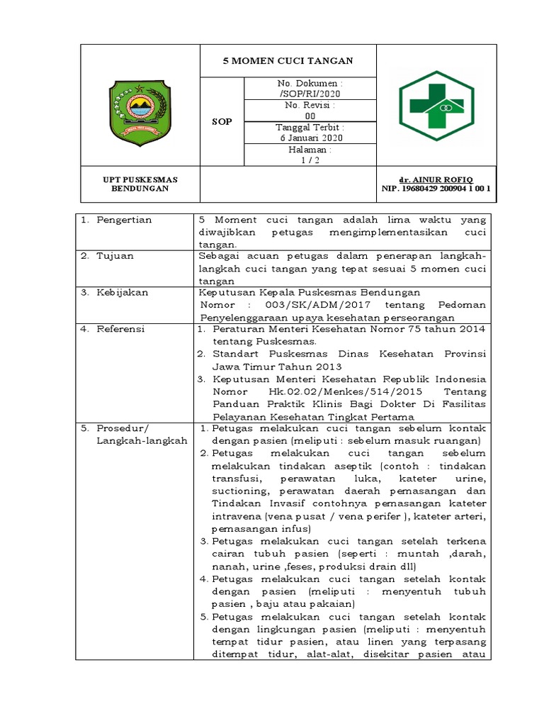 Sop 5 Momen Penting Cuci Tangan | PDF