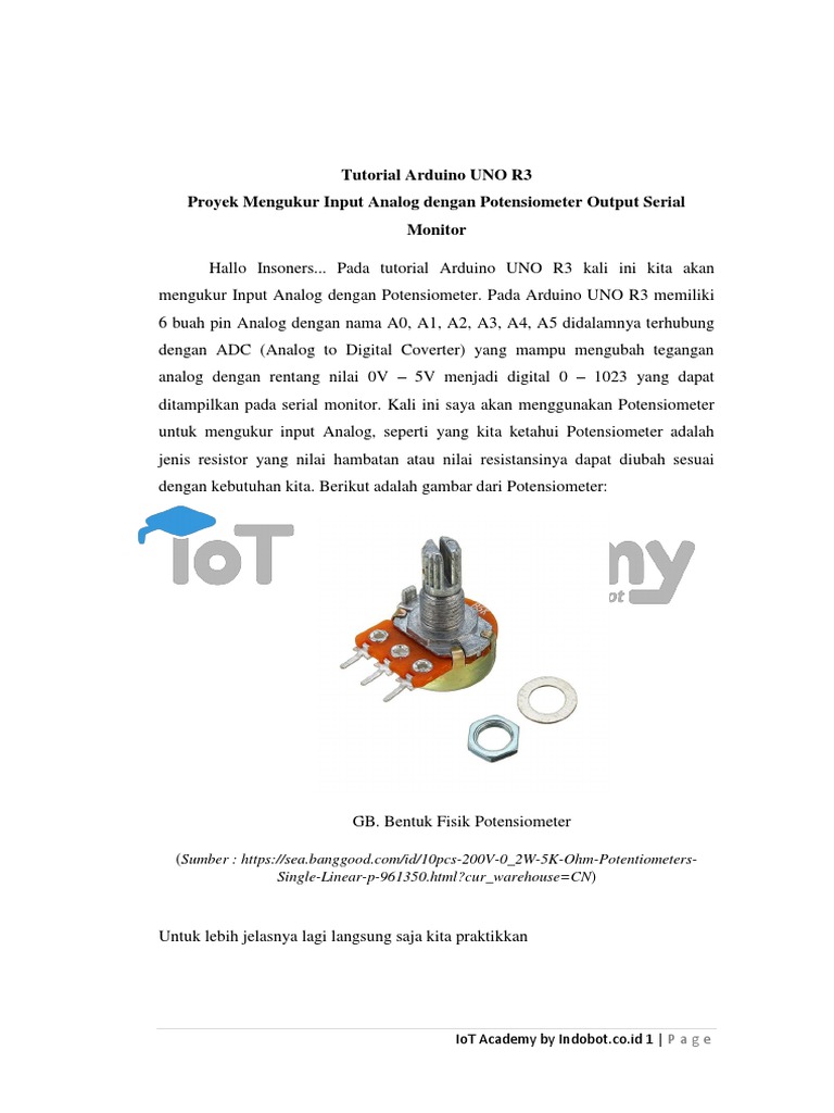 Tutorial Arduino UNO R3 Proyek Mengukur Input Analog Dengan ...