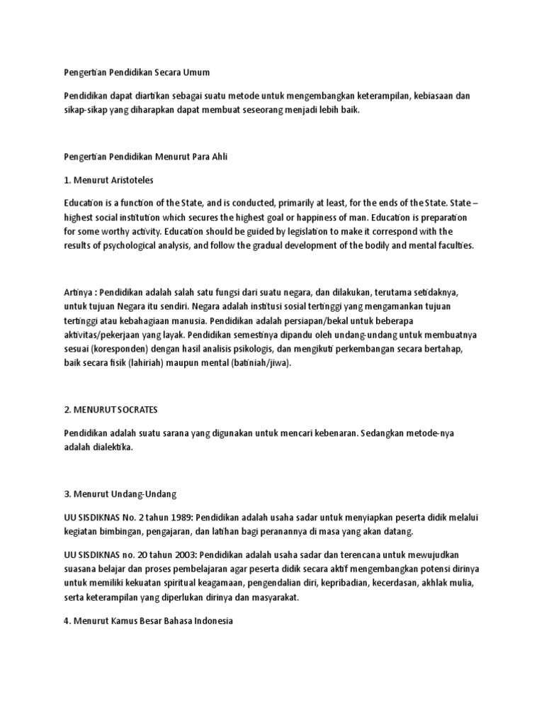 Pengertian Pendidikan Menurut para Ahli | PDF