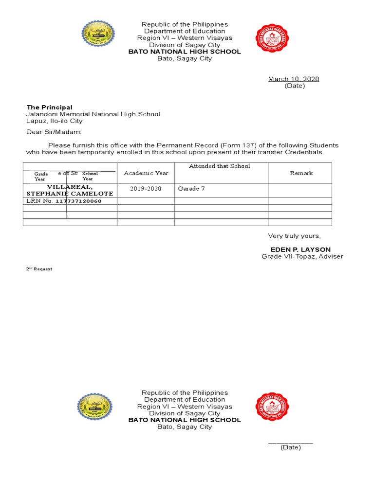 Request Form 137 W Logo | PDF | Schools