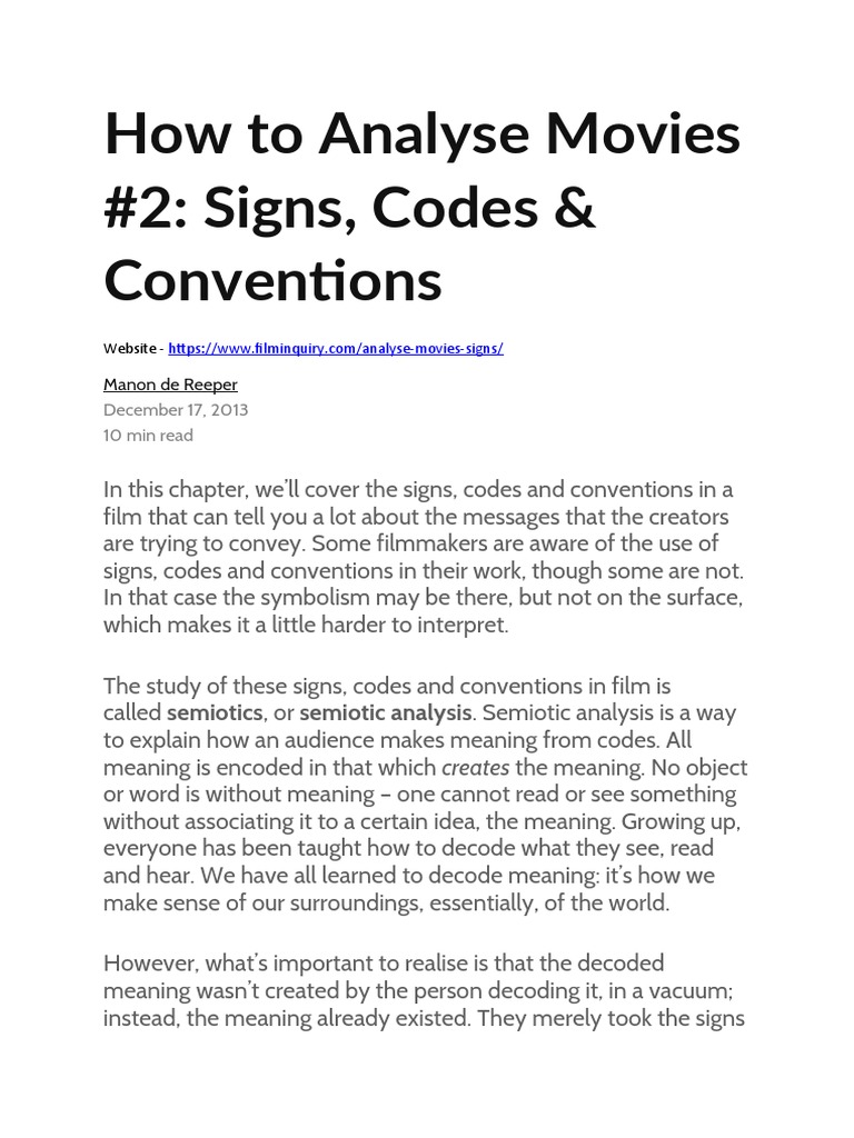 How To Analyse Movies Signs Codes Conventions | PDF | Semiotics | Concept