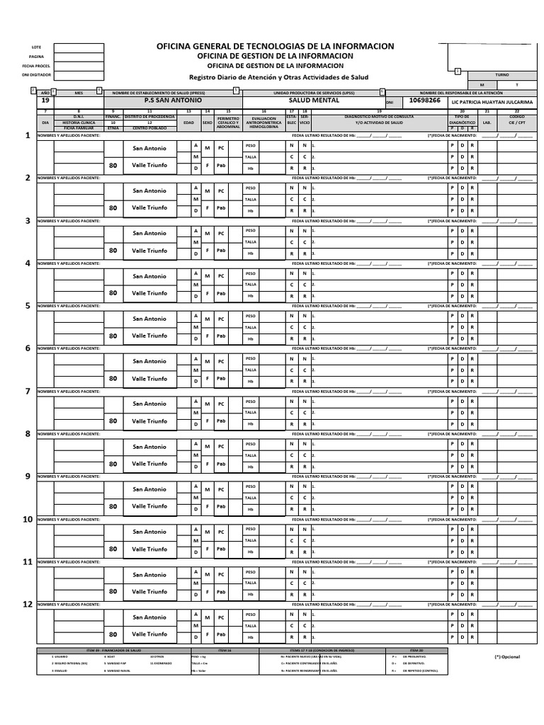Formato His en Blanco | PDF | Cuidado de la salud | Medicina