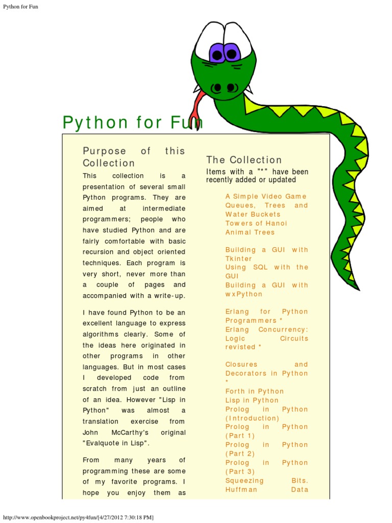 Python For Fun PDF | PDF | Queue (Abstract Data Type) | Subroutine