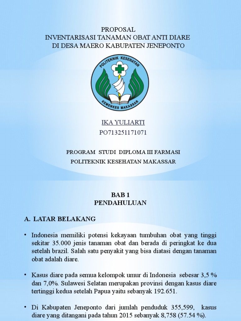 Proposal Inventarisasi Tanaman Obat Anti Diare | PDF