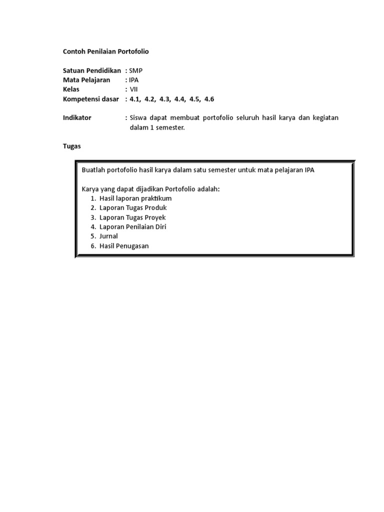 Instrumen Penilaian Portofolio IPA | PDF | Karier & Perkembangan | Seni
