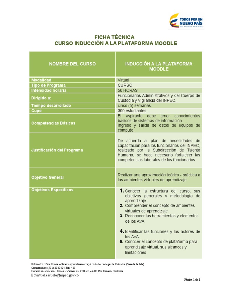 Ficha Tecnica Inducci N Moodle | PDF | Moodle | Aprendizaje