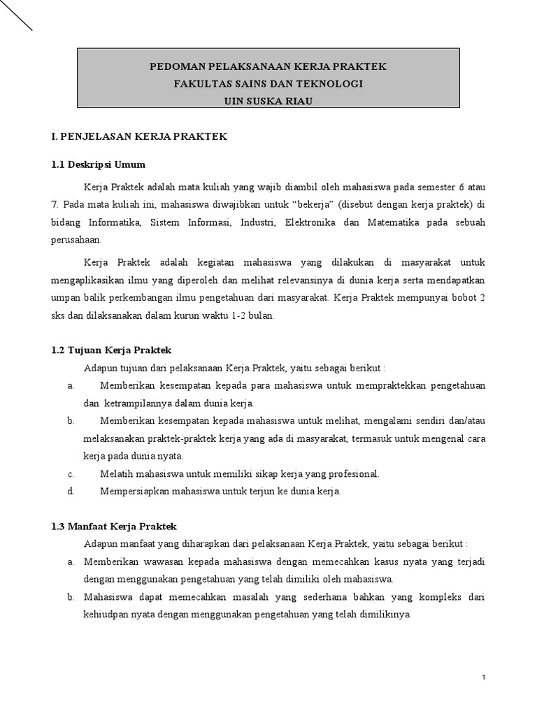 Pedoman Pelaksanaan KP | PDF