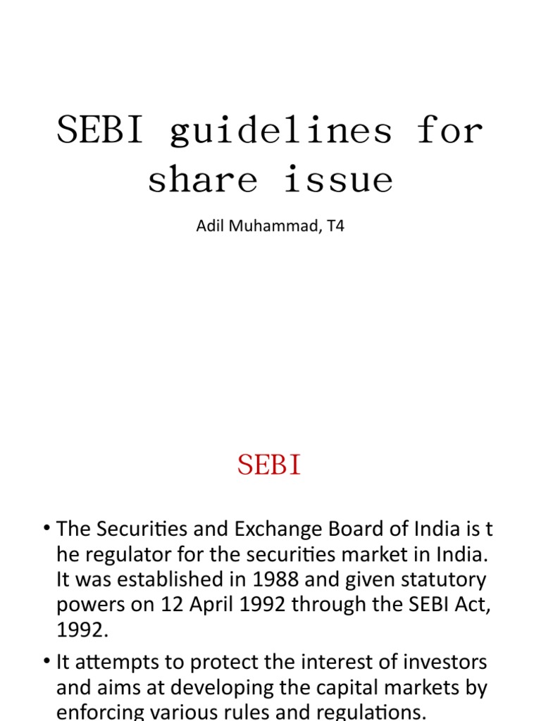 SEBI Guidelines | PDF