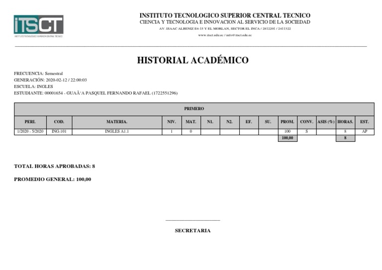 Imprimir Historial Academico | PDF