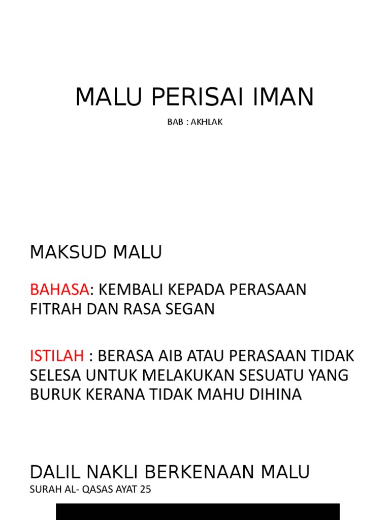 Malu Perisai Iman | PDF