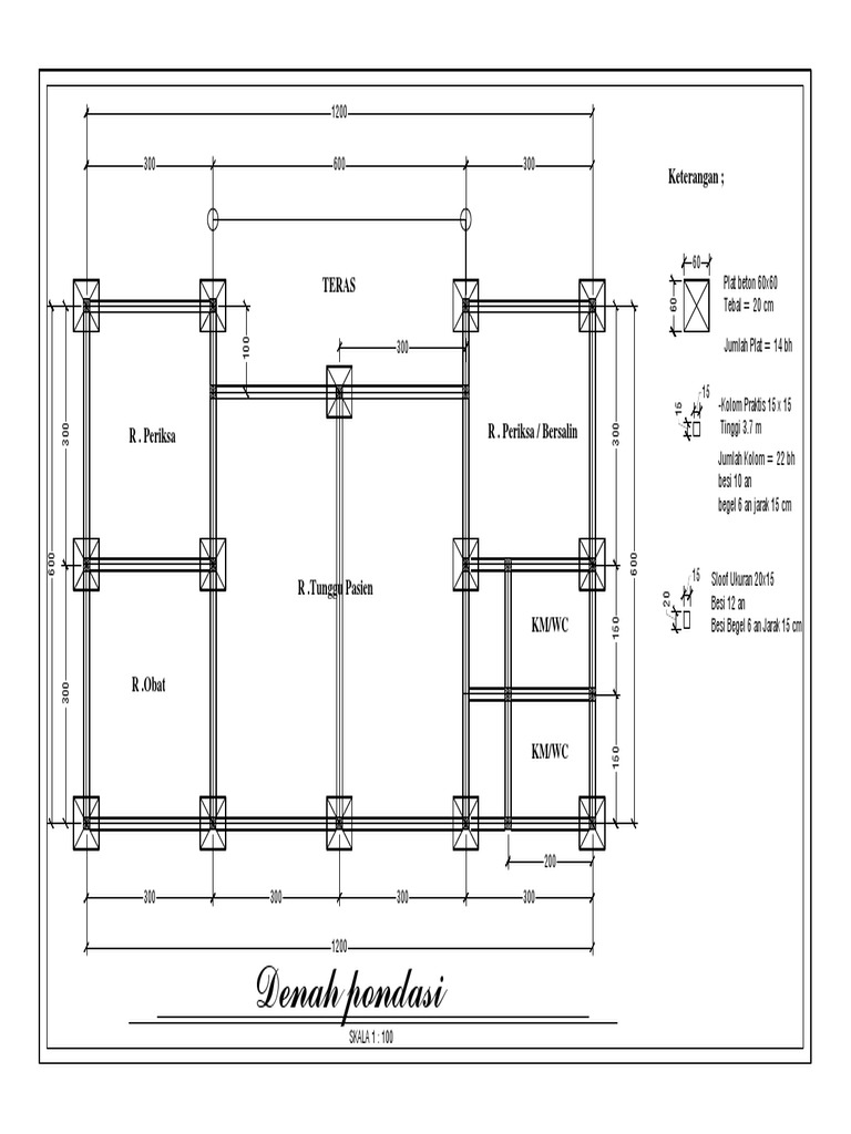 Denah Pondasi Polindes Krokeh | PDF