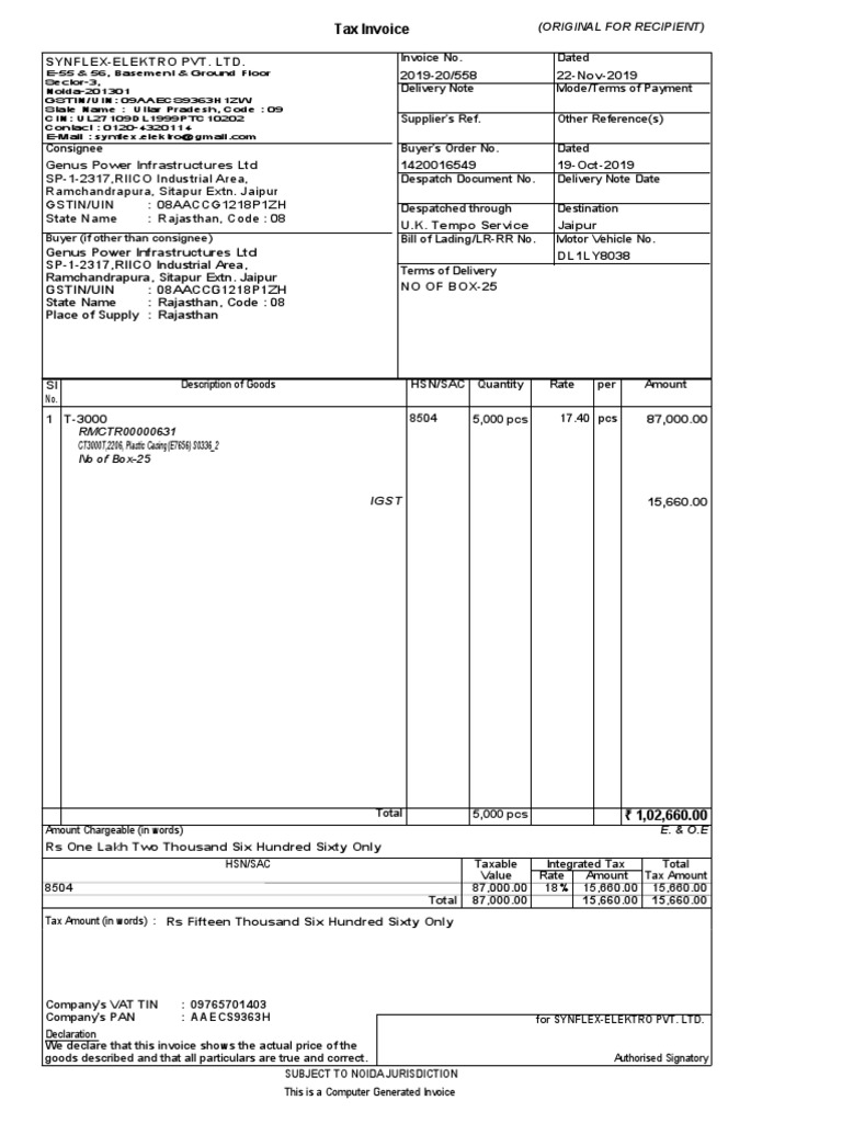 Inv 558 | PDF | Invoice | Consignee