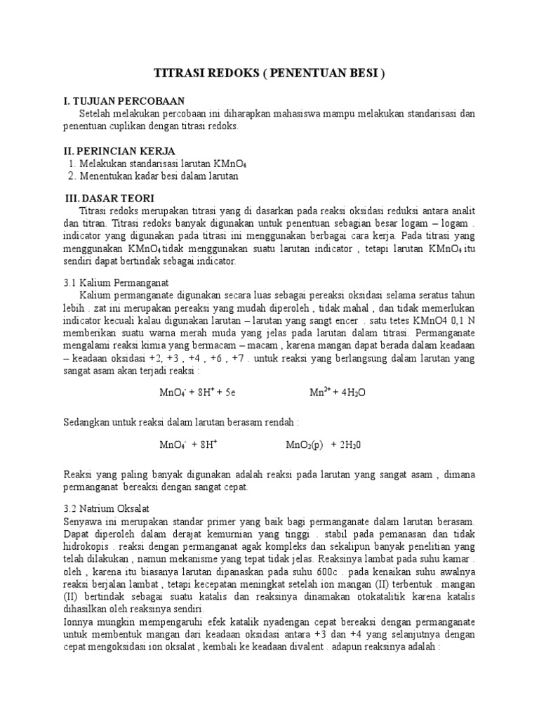 Titrasi Redoks | PDF