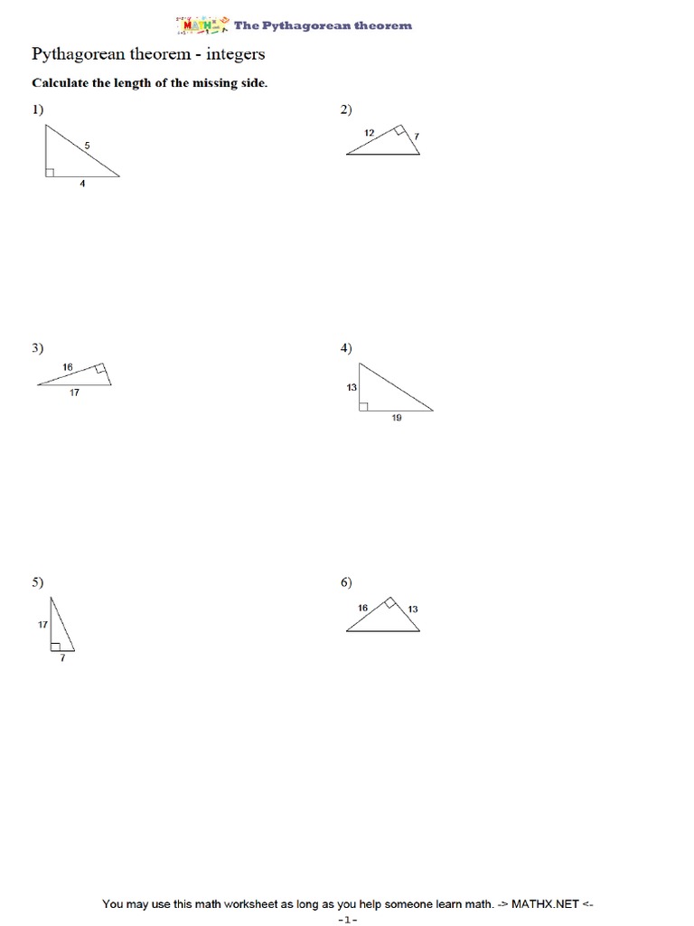 Pythagorean - Theorem Integers Hard | PDF