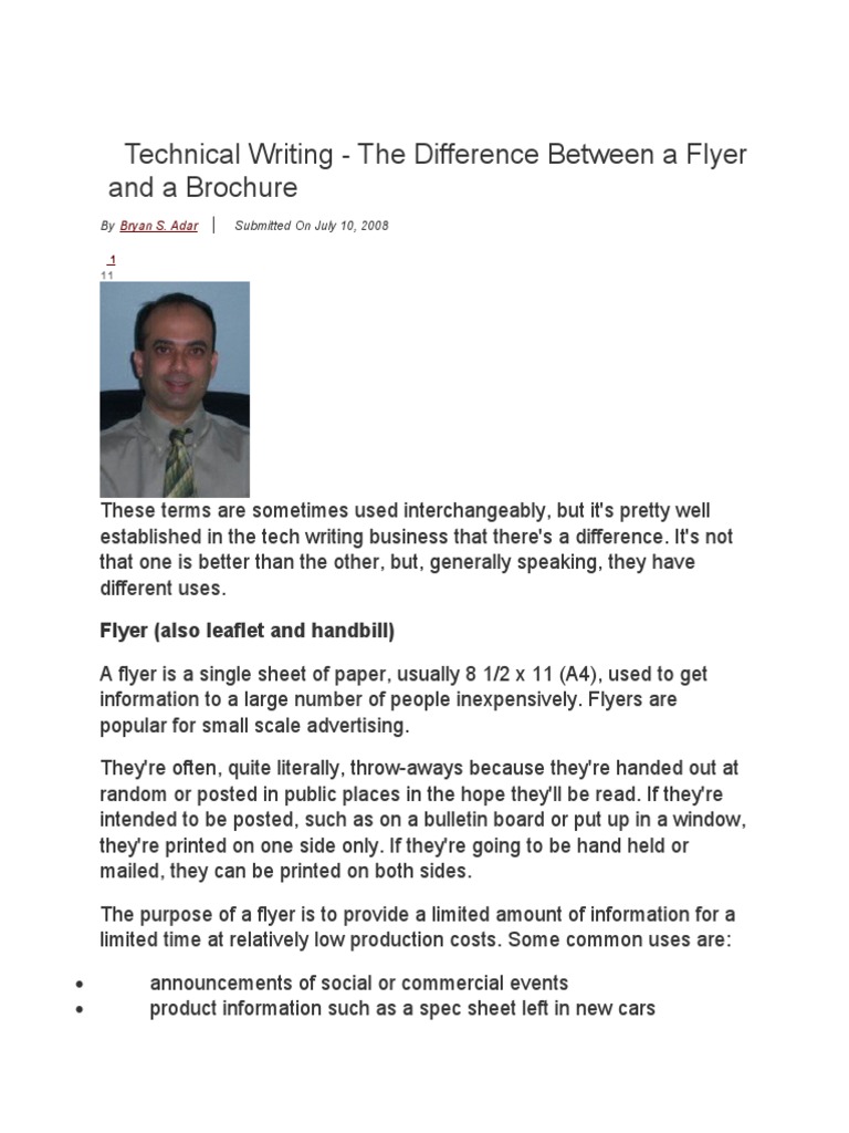 Technical Writing Brochure vs. Flyers | PDF | Communication | Business
