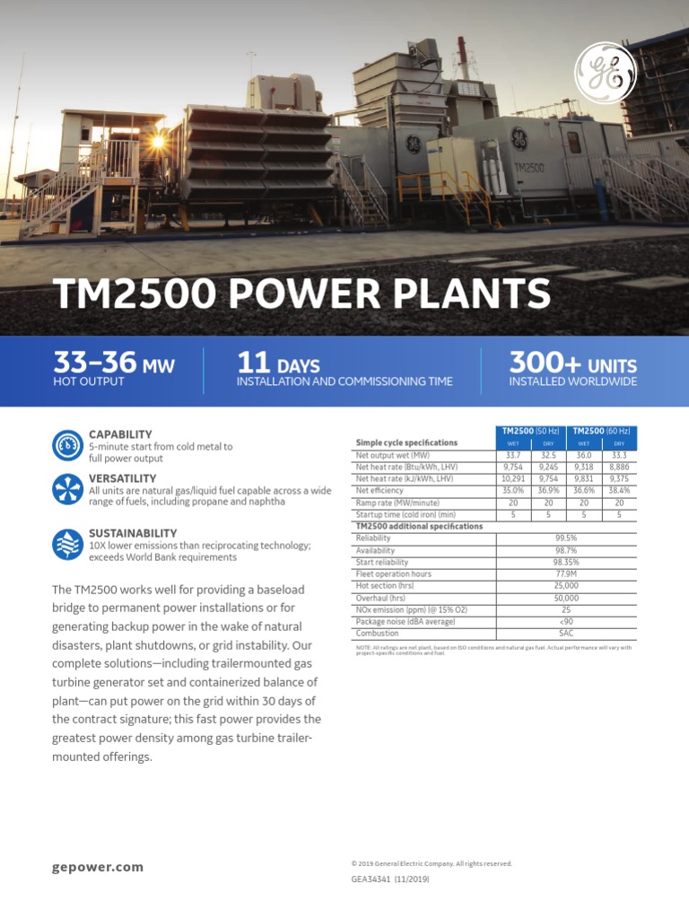 tm2500 Fact Sheet Product Specifications | PDF | Fuels | Electrical Grid