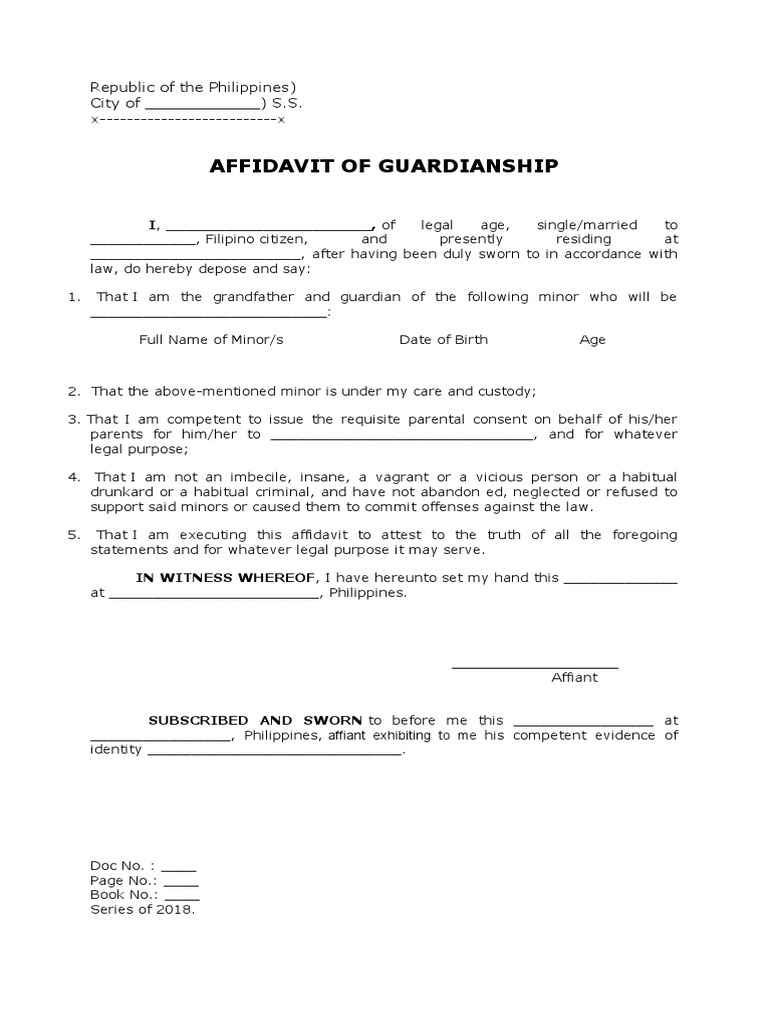 Affidavit of Guardianship | PDF