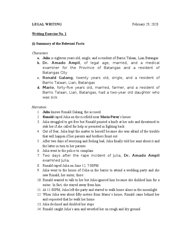 Legal Writing Assignment