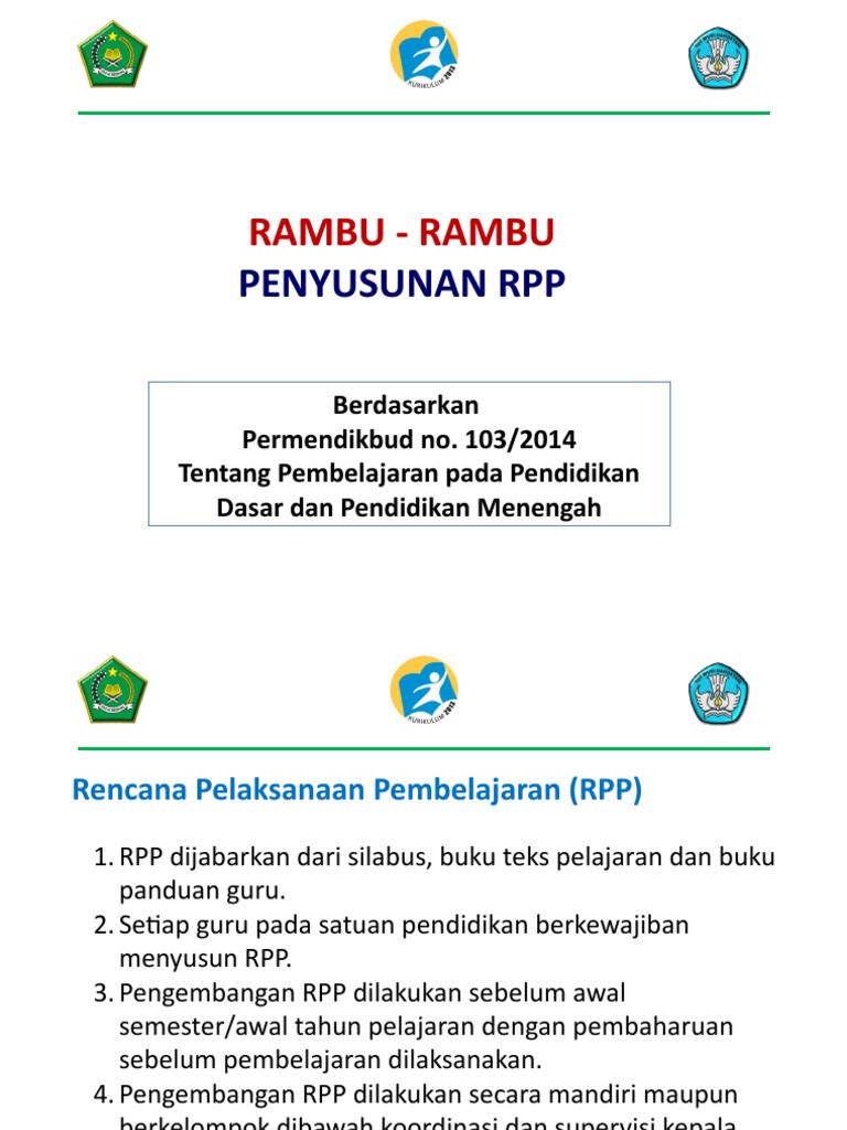 Rambu-Rambu Penyusunan RPP 103 | PDF