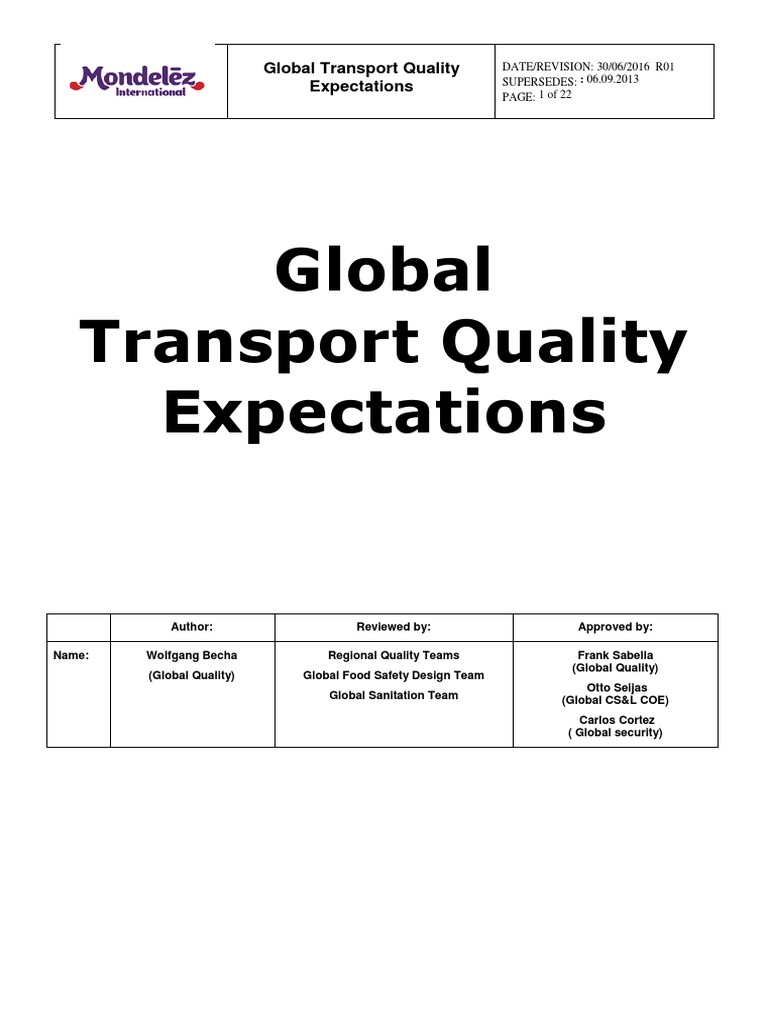 Global Transport Quality PDF | PDF | Pallet | Warehouse