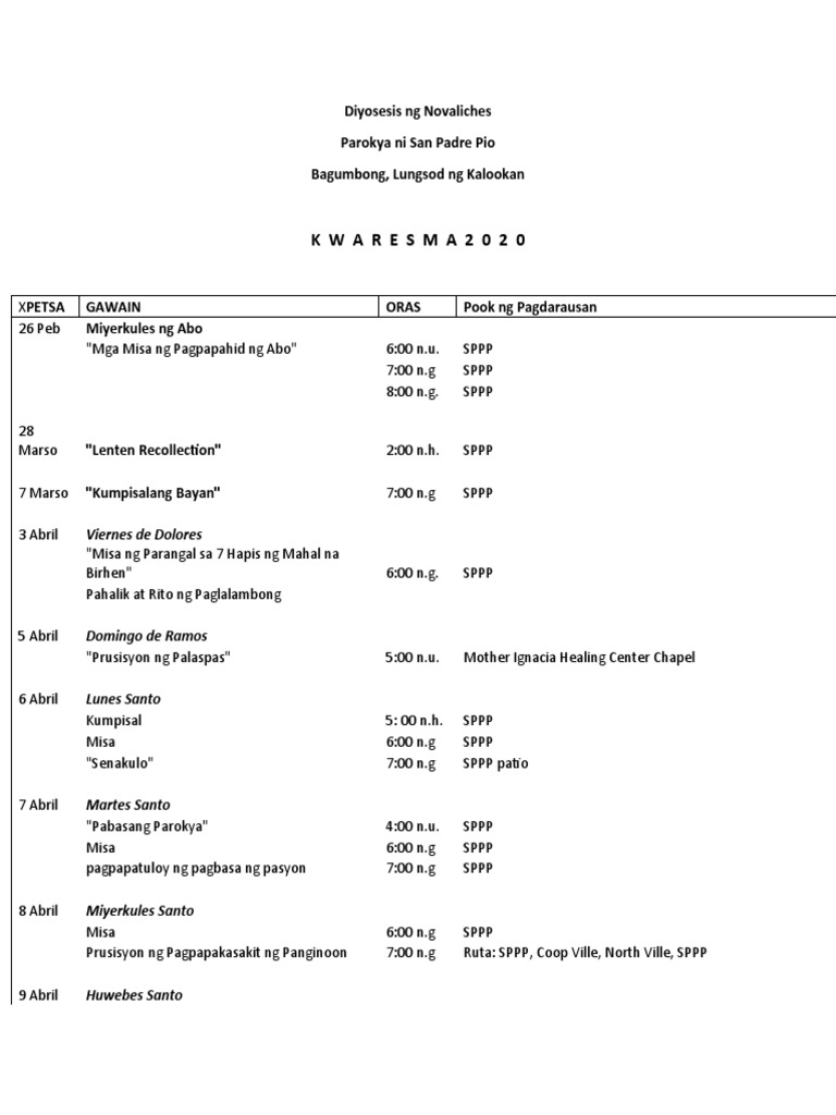 Program of Activities | PDF