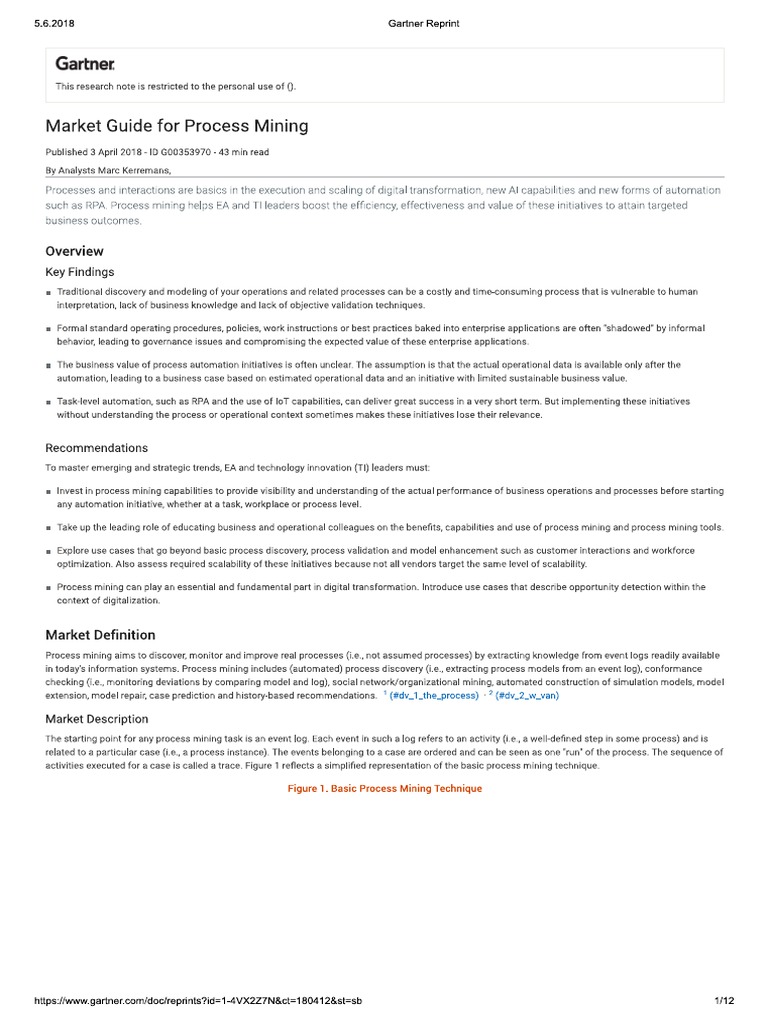 Gartner Market Guide Process Mining | PDF