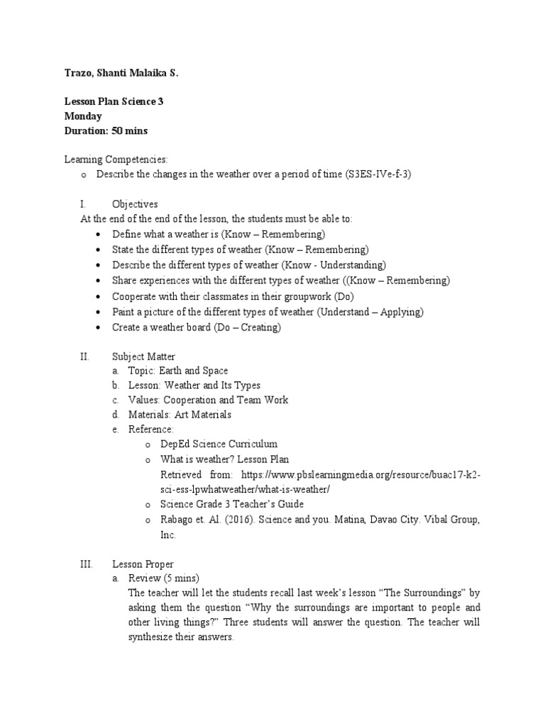 Weather and Climate: A Week-Long Lesson Plan for Third Grade Science ...